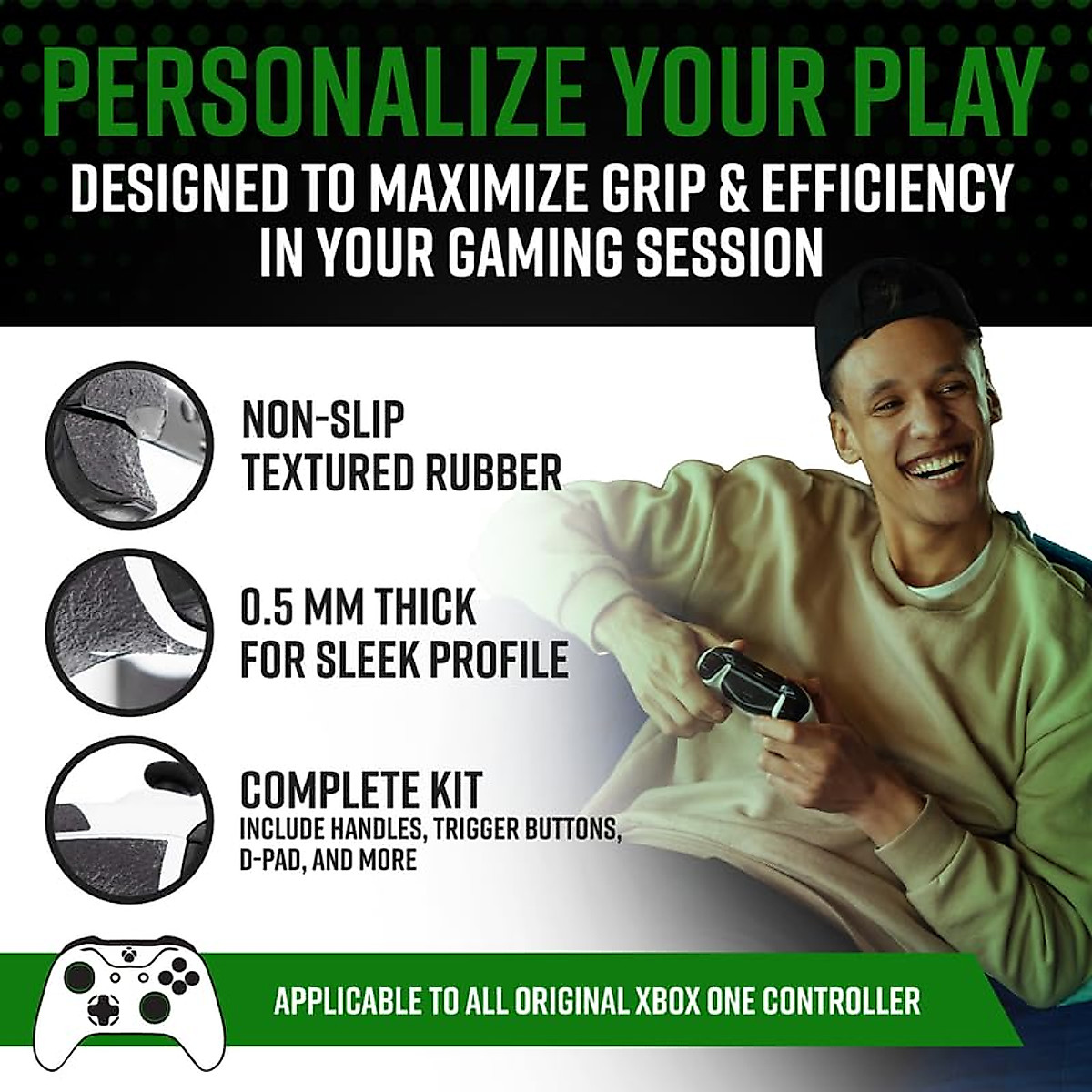 Dragon Grips Xbox Controller Grips, 2 Sheet Black Non-Slip Textured Rubber Grip Tape for Xbox One Controller Decal, Xbox One Elite Controller Grips, Including Thumb Stick, Triggers, Buttons, D-pad