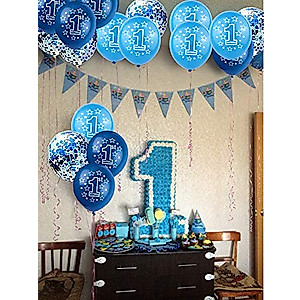 BEISHIDA 1st Boy Happy Birthday Confetti Balloons,First Birthday Decorations 12 Inch Large Navy Blue Latex Helium Balloons Perfect for Baby one birthday Party Supplies(Pack of 15)