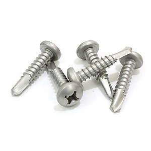 Bolt Dropper 10 x 1 Self Tapping Stainless Steel Metal Screw, (100 Set) Phillips Pan Head Self Drilling, 410 SS, Corrosion Resistant Choose Size