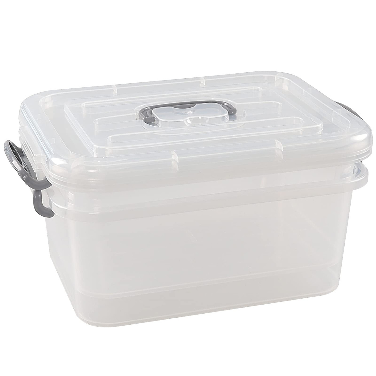 Hespama 2 Packs Small Plastic Storage Bin, 8 Quart Clear Latching Boxes with Lid