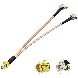 Bingfu 4G LTE Antenna Adapter Splitter SMA Female to Dual TS9 Connector Coaxial Pigtail Cable 6 inch 15cm Compatible with 4G LTE Mobile Hotspot MiFi Router Cellular Broadband USB Modem Dongle Adapter