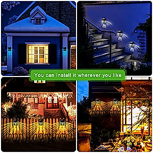 Solar Outdoor Lights, 8Pack Solar Garden Light for Fence, Waterproof Solar Wall Lights Security Light for Deck Steps Fence Garage Backyard Driveway Porch