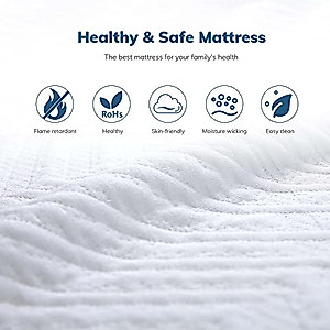 TMEOSK Full Size Mattress, 8 inch Gel Memory Foam Mattress, Green Tea Infused for a Cool Sleep, Breathable Removable Quilted Cover, Bed in a Box, Medium Firm Feel with Motion Isolating (Full)