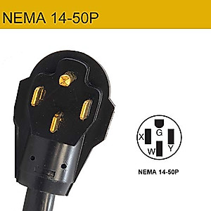 iMeshbean® Welder Extension Power Cord 25/50 FT 220 Volt 50 Amp 8/3 NEMA 6-50P for MIG TIG Plasma Welding Heavy Duty (Welder Adapter 14-50P 50A 4-Prong Plug to 6-50R with Handle)