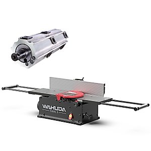 Wahuda Tools Jointer - 10-inch Benchtop Wood Jointer, Spiral Cutterhead Portable Jointer, Cast Iron Tables w/Pull Out Extensions, 4-Sided Carbide Tips & 12amp Motor, Woodworking Tools (50110CC-WHD)