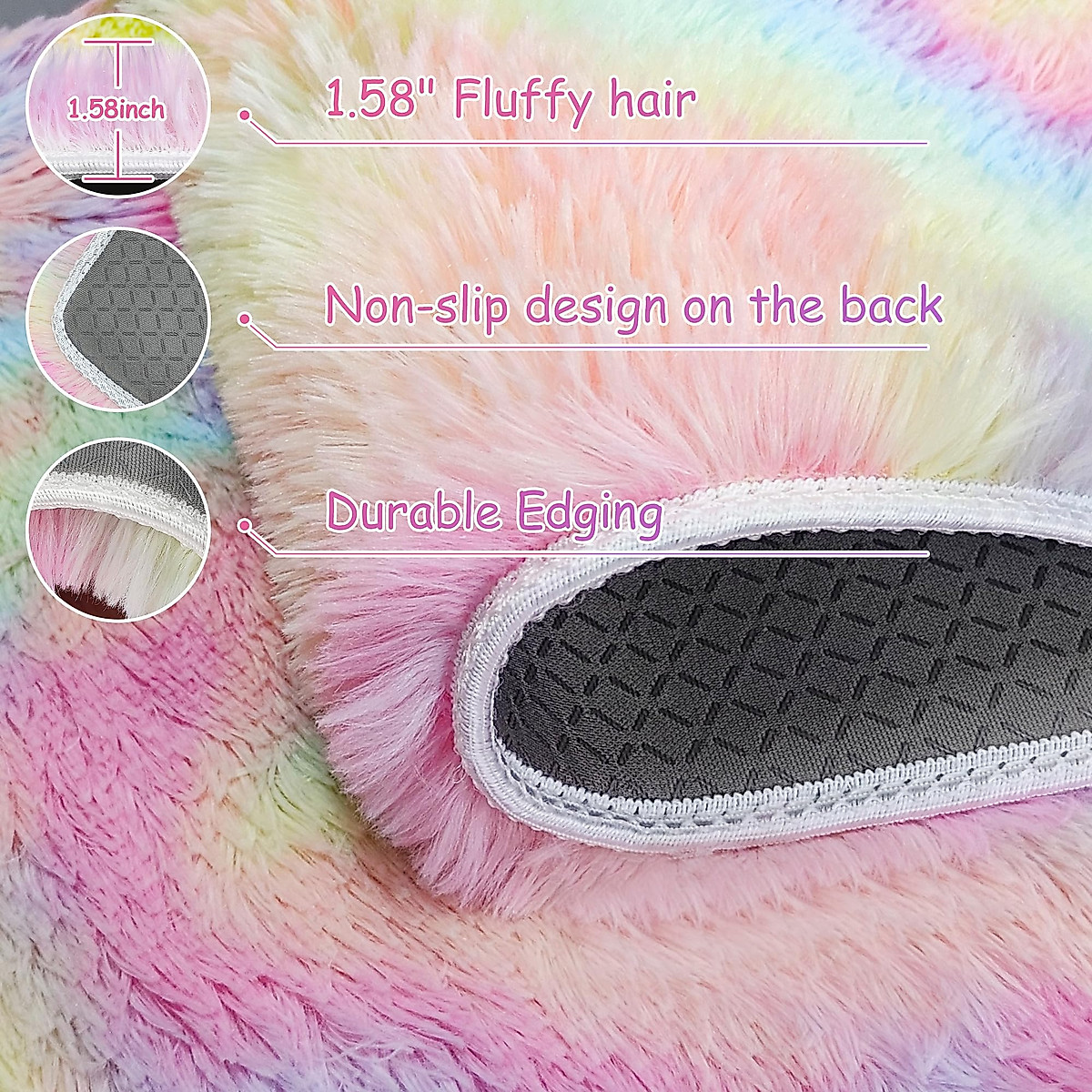 TENNOLA Shaggy Tie Dyed Light Rainbow Rug Small,2x3 ft Area Rugs for Living Room Door Entryway Indoor Inside Front Entrance Dog Mat Anti-Skid Extra Comfy Fluffy Floor Carpet for Home Decorative