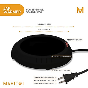 MAHITOI™ Large Warmer Plate, Anti-Slip Felt Bottom, Safe Flameless Release Scent, Candle Jar Warmer, Coffee Warmer, Mug Warmer, Cup Warmer, Tea Warmer Desk for Your Home & Office, Space Black