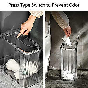 Aiabaleaft Transparent Trash can Wastebasket, Bathroom Trash Can with Lid, 3.5 Gallon Kithen Garbage Can for Bathroom, Bedroom, Kitchen, Office, Craft Room (Transparently Green Without Cover)