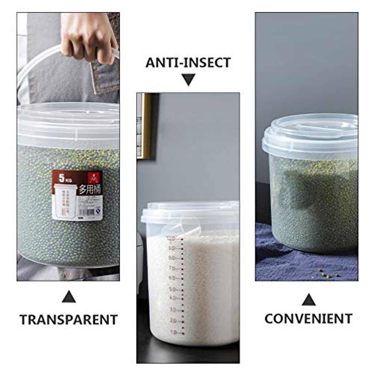 Cereal Rice Storage Container Plastic Sealed Bucket Practical Cereals Rice Storage Box Sealed Containers Kitchen Food Containers with Lid Cereal Container Bin for Home Rice Container