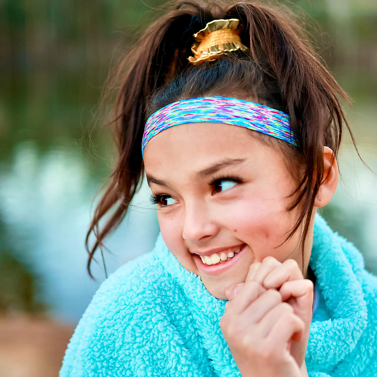 FROG SAC 6 Tie Dye Headbands for Girls, Adjustable No Slip Hair Bands for Kids, Stretch Elastic Sport Headband Hair Accessories for Teens, Cute Athletic Head Band Pack for Women