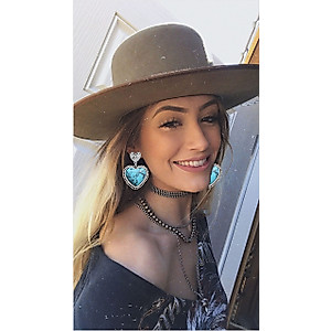 GLBCC Turquoise Earrings for Women Boho Statement Turquoise Heart Teardrop Dangle Earrings Western Country Leaf Earrings Vintage Native American Summer Beach Earrings Jewelry Accessories