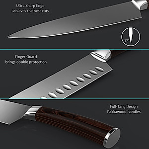 Grifucher Chef knife, 2 Pieces Knife Set Including 7 Inch Japanese and 8 Carving High Carbon Stainless Steel Kitchen with Ergonomic Handle, Black Gift Box Mothers Day Gifts