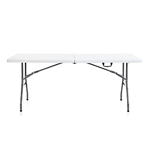Plastic Development Group 806 Outdoor/Indoor 6 Foot Fold in Half Plastic Resin Folding Banquet, Dining, Card Table, White