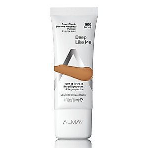 Almay Smart Shade Skintone Matching Makeup, Medium Coverage Natural Finish Foundation with SPF 15, Hypoallergenic, Cruelty Free, -unscented, Dermatologist Tested, 500 Deep Like Me, 1 oz