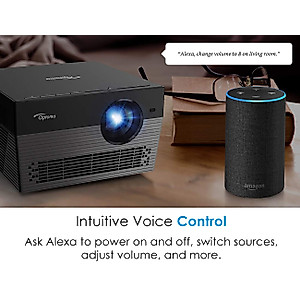 Optoma UHL55 4K LED Smart Projector with HDR, Bright 1500 lumens, Works with Alexa and Google Assistant, for Home Theaters and Outdoors, Auto Focus, Bluetooth Speaker Built in, Stream Netflix, Black