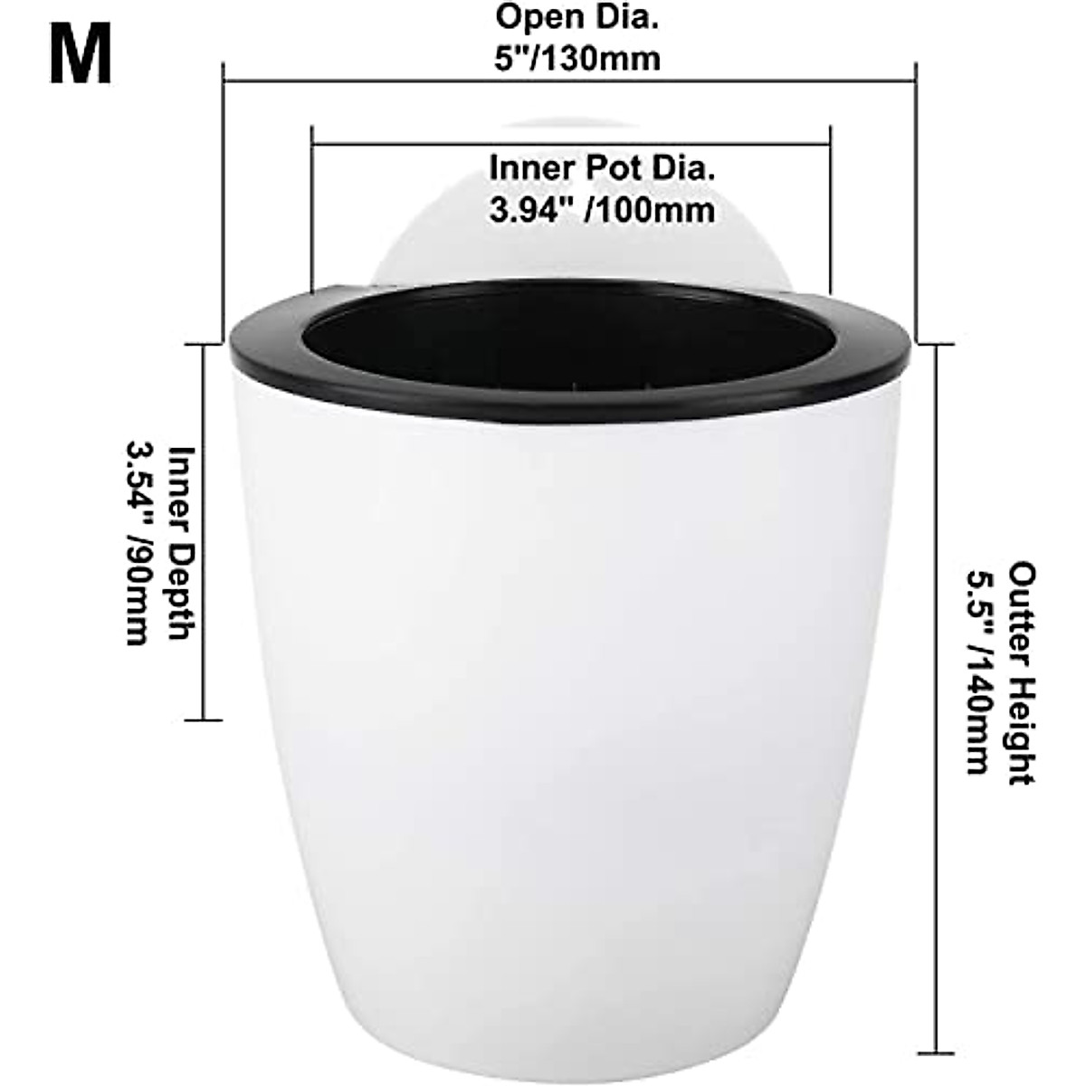 Mono-gatari 7 Pack Self Watering Hanging Planters White Plastic Wall Hanging Planter Pot with 7 Hooks 5 Inch Lazy Flower Pot Succulent Plants for Indoor Outdoor Garden Fence, Porch, Wall(5Inch)