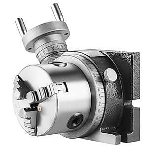 VEVOR Rotary Table for Milling Machines, 4''/ 100 mm, Horizontal Vertical Model Precision Milling Rotary Table, with 3.1''/80 mm 3-Jaw Chuck M10 T-Bolts Nuts, for Milling Engineering Indexing Tools