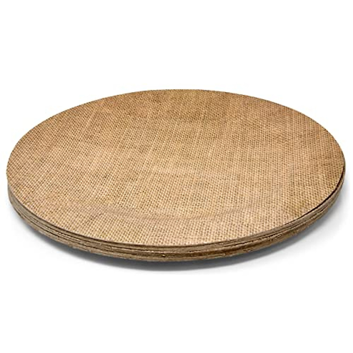 Gift Boutique 24 Disposable Burlap Round Charger Plates 13" Rustic Burlap Print Dinner Serving Tray Paper Cardboard Platter for Table Place Setting Wedding Decoration