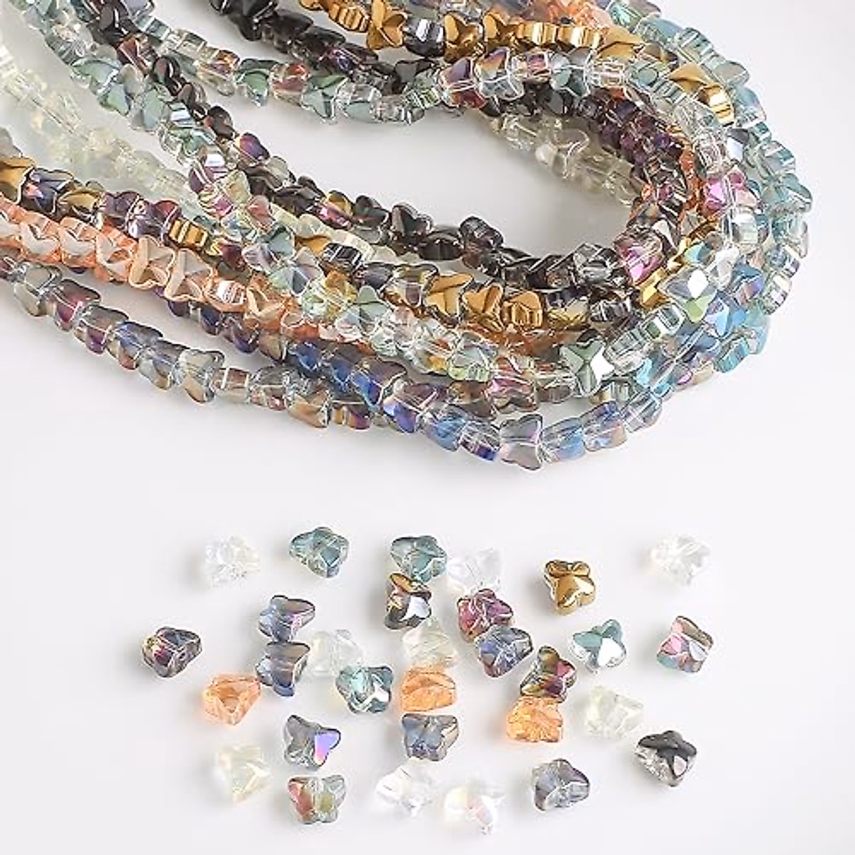 Rired 27 Butterfly Beads Charms for Jewelry Making, 200pcs 8mm(0.32") Small Glass Beads for Crafts, Colorful Cute Spacer Pony Beads for Bracelet Charms, Necklace, Earring, Head Jewelry…