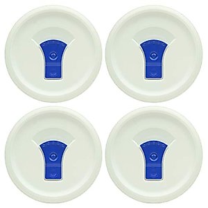 Corningware FW16 French White Lid with Vented Blue Tab Casserole Replacement Lid - 4 Pack