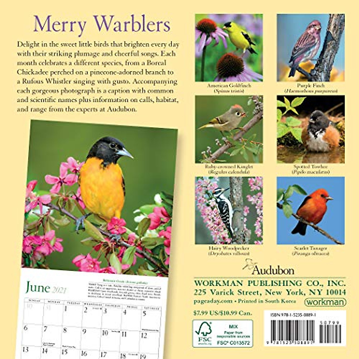 Audubon Songbirds Mini Wall Calendar 2021