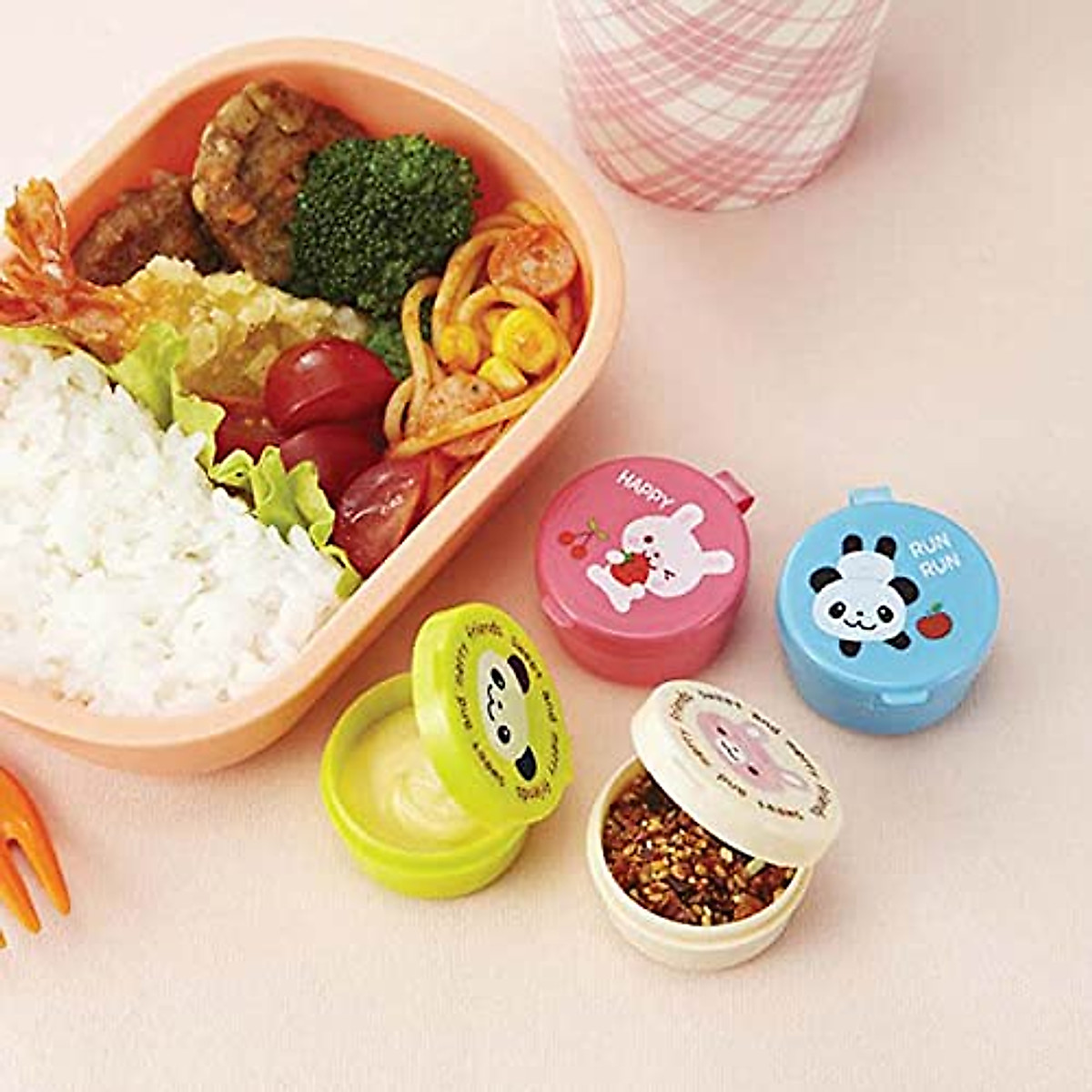 GOTOUCHI Food Picks Bento Lunch, Mini Container, Soy Sauce Case Container with Dropper - 4 Kinds Set Bento Box Accessories (Animals)