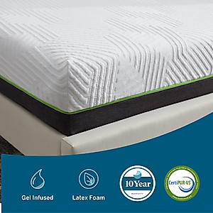 LUCID 10 Inch Latex Hybrid Mattress - Responsive Latex Foam and Encased Springs - Medium Firm Feel - Motion Isolation - Edge Support - Gel Infused - Pressure Relief - Bed in a Box - Full Size