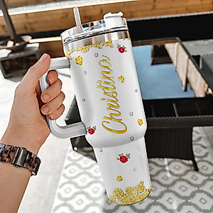 Hyturtle Personalized HairStylist Tumbler Gift For HairStylists Christian God Says You Are Cup With Name 40oz Tumbler with Handle&Straw Lid Hairdressing Hairdresser Coffee Cup Flower Print Cosmetology