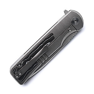 AMEIGHT KNIVES Kermu Flipper Folding Knife,3.5" Hand Hollow Ground Rubbed Satin M390 Blade Titanium Handle With Silver Carbon Fiber Inlay,Camping Hiking Pocket Knife AM8-008SR