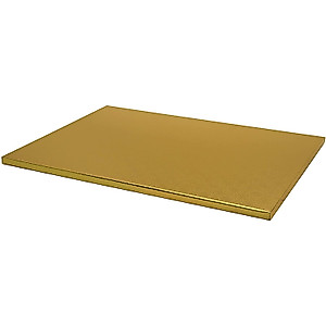 O'Creme Gold Rectangular Cake Pastry Drum Board 1/2 Inch Thick, Half-Sheet Size (13-5/8 Inch x 18-3/4 Inch) - Pack of 5