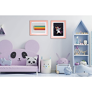 FrameWorks 10” x 12.5” Pink Wooden Kid Art Frame with Gallery Style Edges, Tempered Glass, and Elastic Straps 2-Pack