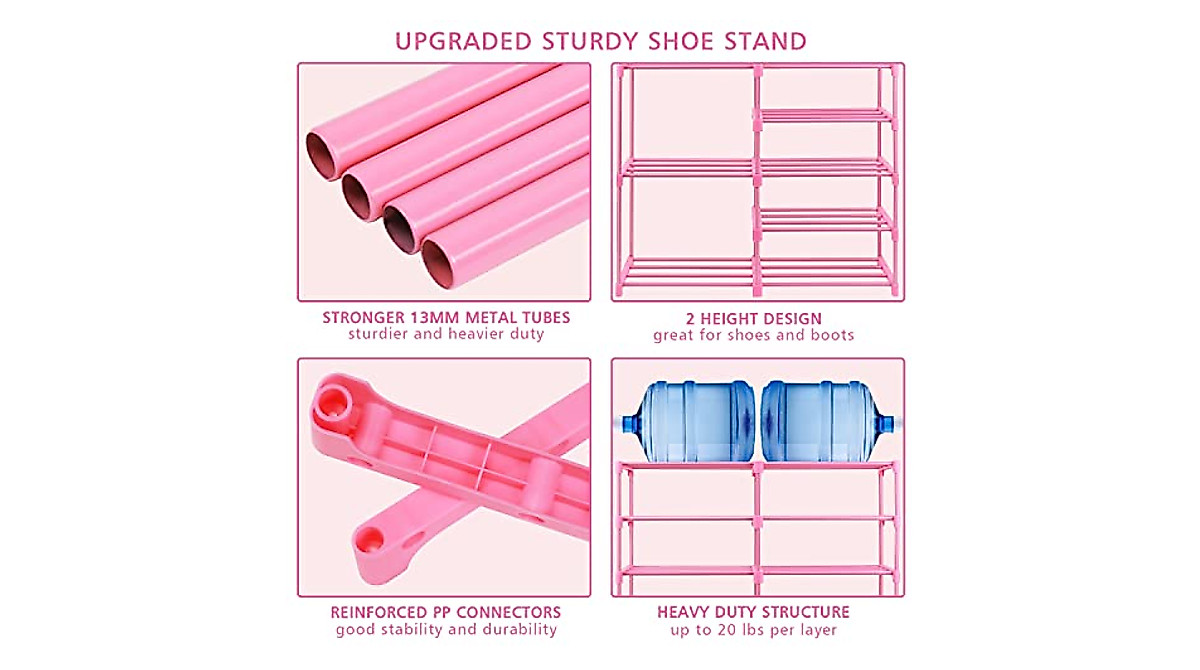 LNYZQUS 7-Tier Pink Shoe Rack - Stylish Storage Solution