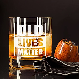NICKANE Whiskey Glass 11oz - Old Fashioned Glass | Old Lives Matter Whisky Glass Set For Men | Christmas, Birthday, Father's Day Gifts for Husband, Friends, Colleagues, Co-woker