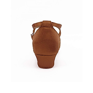 Tan Girls Latin Dance Shoes Women Low Heels Tango Salsa Ballroom Shoes (6.5 Big Kid)