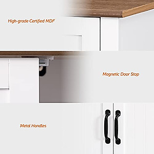 WAMPAT Bathroom Storage Cabinet, Wooden Floor Storage Cabinet with Adjustable Shelves for Living Room, Entryway, Space Saving, White