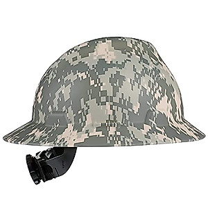 MSA 10104254 Freedom Series V-Gard Full-Brim Hard Hat With Fas-Trac III Ratchet Suspension, Polyethylene Shell, Self Adjusting Crown Straps - Standard Size in American Camouflage