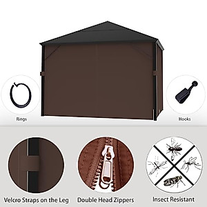 Sunshine Outdoor Replacement Gazebo Curtains 4 Panels with Zipper for Garden Patio Yard (10'x10', Brown)(Curtains Only)