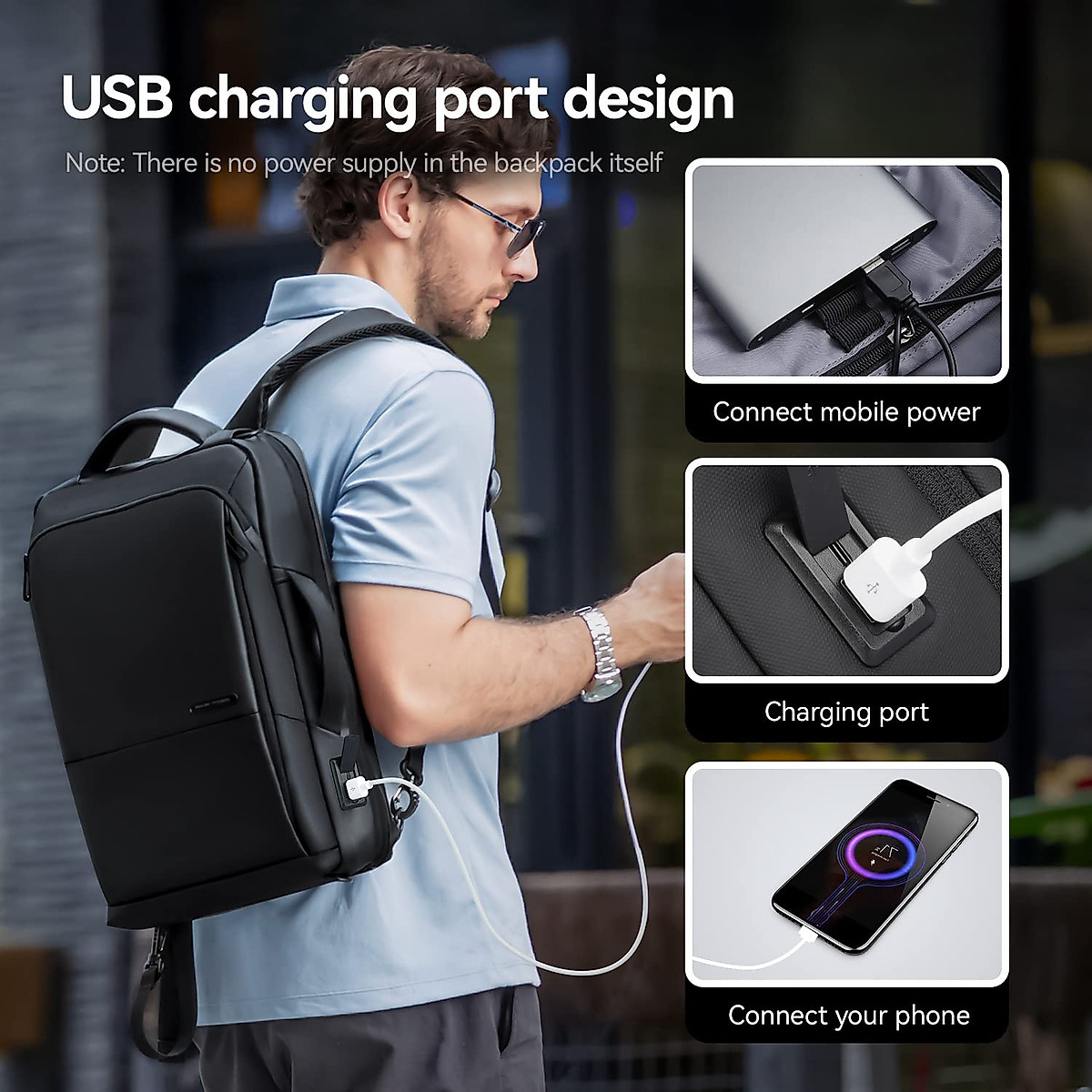 Small Business Backpack,Intelligent 3in1 Slim Laptop Backpack For Men&Women Fits 15.6 Laptop With USB Port Casual Daypack Commute Bag Executive Briefcase,Black