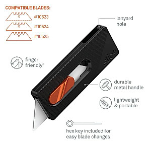 Slice 10496 EDC Pocket Knife, Ceramic Blade, Finger Friendly, Lasts 11x Longer Than Metal, Aluminum Handle, Textured Grip, Lanyard, Commercial Grade