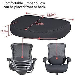 LONGBOSS Office Chair Ergonomic Computer Desk Mesh Chair, Back Waist Cushion and Height Adjustable Armrest - blk