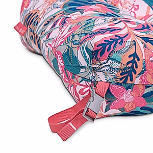 Classic Accessories for Vera Bradley Water-Resistant Patio Chair Cushions, 19 x 19 x 5 Inch, 2 Pack, Rain Forest Canopy Coral