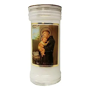 Catholic St. Anthony Candle 72 Hour Burn White 15cm with Prayer