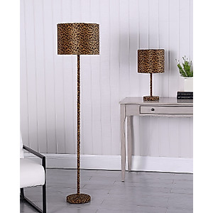 Ore International HBL2422 59" in Faux Suede Leopard Print Floor Lamp