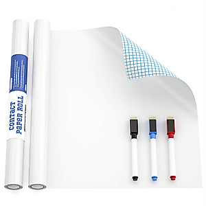 Nicpro Dry Erase Whiteboard Sticker Wall Decal, 17.7" X 78.7"(6.5 ft) Self-Adhesive White Board Peel Stick Paper to Do List with 3 Color Water-Based Pens for School, Office, Home, Kids Drawing