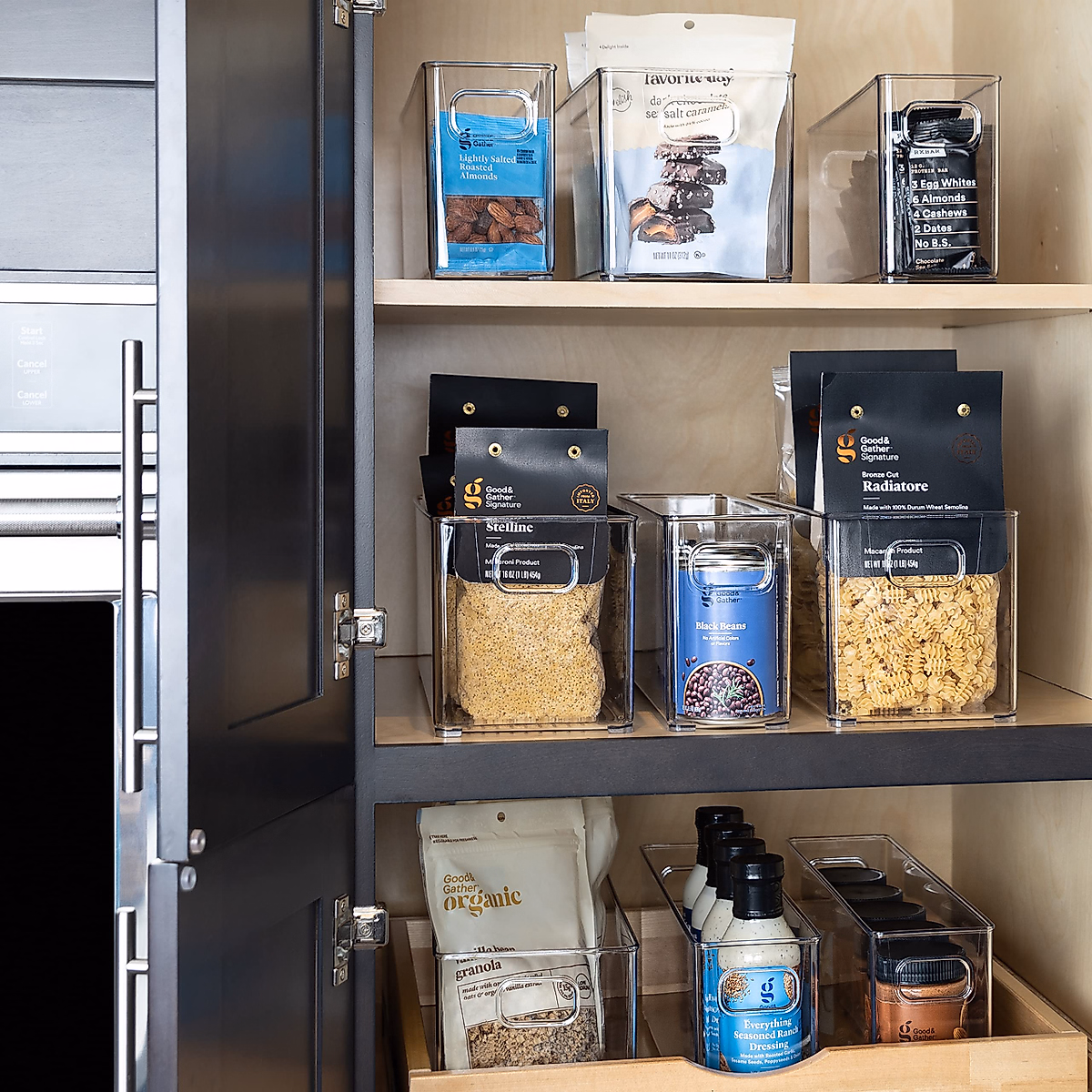 bHome & Co Clear Plastic Storage Bins - Pantry Organization and Storage Containers Stackable Storage Bins Acrylic Bins for Organizing Cabinet Shelves Kitchen Organization Fridge Freezer Organizer Bins