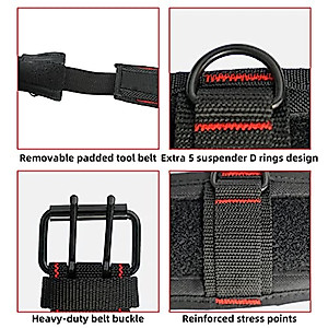 MELOTOUGH Padded Tool Belt with D ring for men construction Strong Durable Double Metal Roller Buckle,adjustable waist 28'-49 'thick confortable foam padding (XL)
