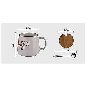 MELFEW Vintage Coffee Mug Retro Style Ceramic Cups, 380ml Kiln Change Clay Breakfast Cup Creative Gift for Friends (StyleA)