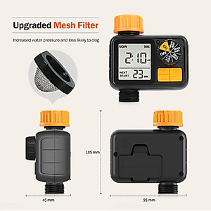 PISKOAN Sprinkler Timer,Water Timer Programmable Garden Outdoor Hose Feature Timer with Rain Delay/Manual/Automatic Watering System for Lawns Pool (1 Outlet)