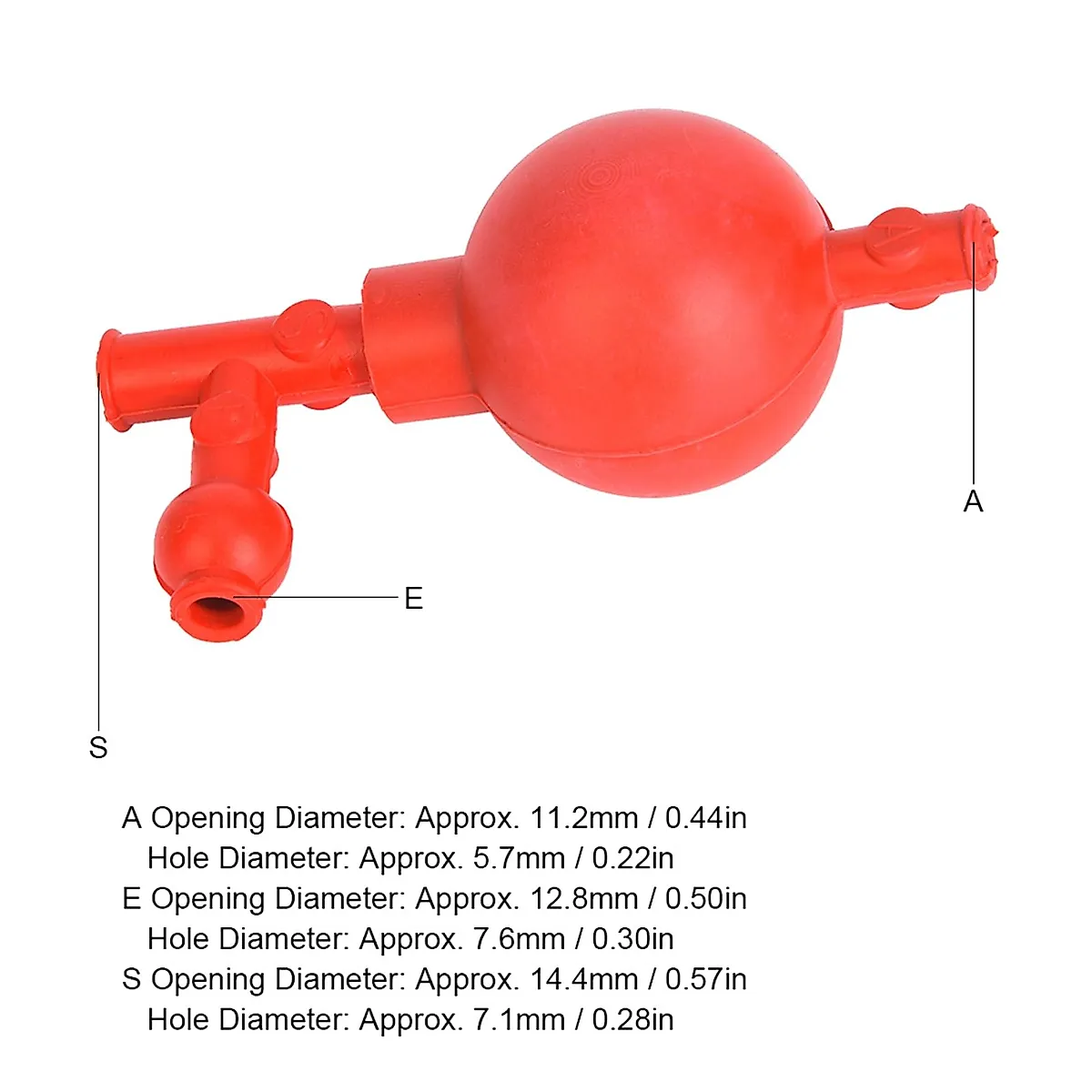 Pipetting Ball Quantitative Suction Bulb Rubber Pipette Filler Lab Suction Ball Pipette Lab Pipette Filler Bulb with 3 Openings Red