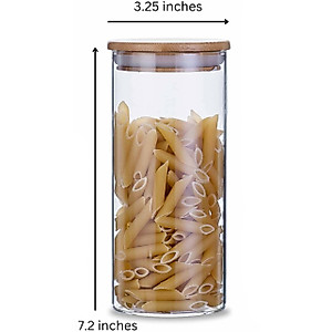 Cestari Glass Food Storage Containers Jars with Airtight Bamboo Lid 24 oz, 700 ml Pantry Organization Jar for Grains and Rice, Glass Terrarium with Lid, Spice, Coffee, Tea, and Sugar Container